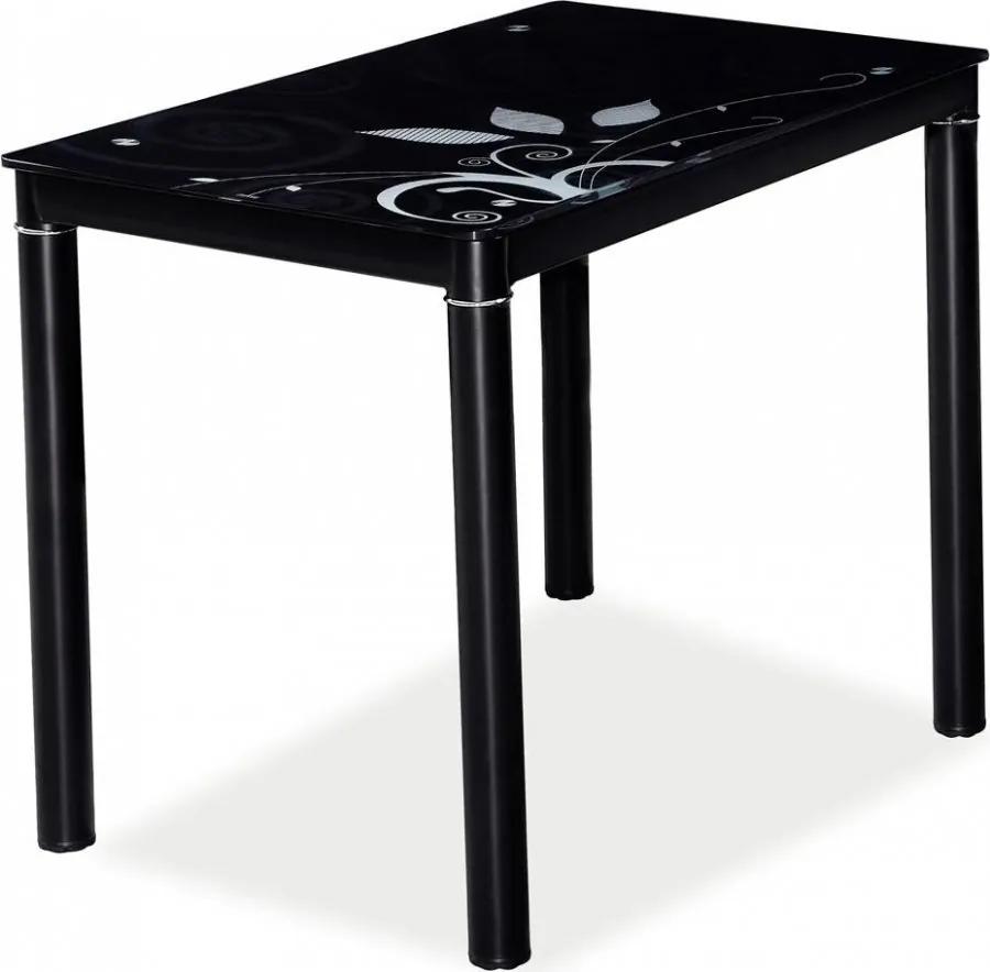 Nábytkáři ORFA DAMAR (DAMARC) jídelní stůl 100X60  černý / černé nohy, tvrzené sklo s ornamentem (DAMARC) (S) (K150-E)