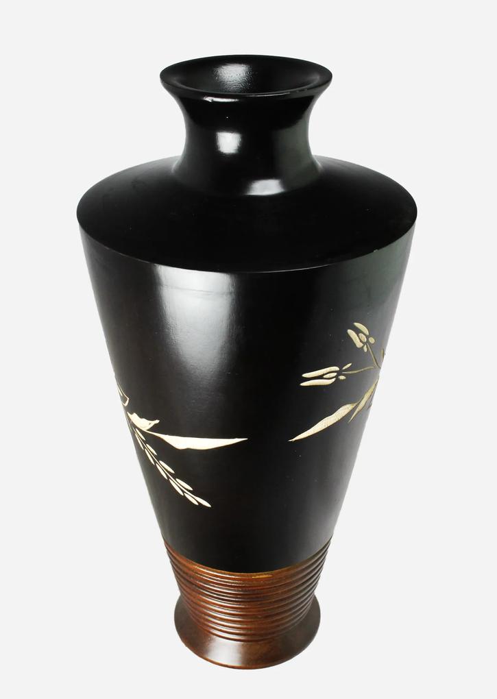 Dřevěná váza 36 cm Thajsko hnědočerná