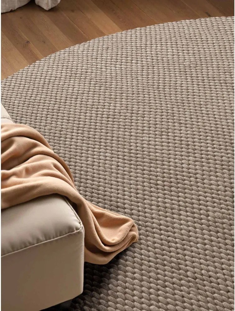 Béžový ručně tkaný vlněný kulatý koberec ø 200 cm Lyon Beans – Elle Decoration