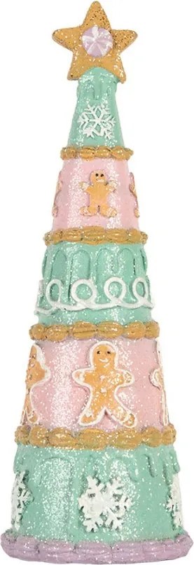 Růžovo-zelená dekorace vánoční stromek Christmas Tree - Ø 9*25 cm