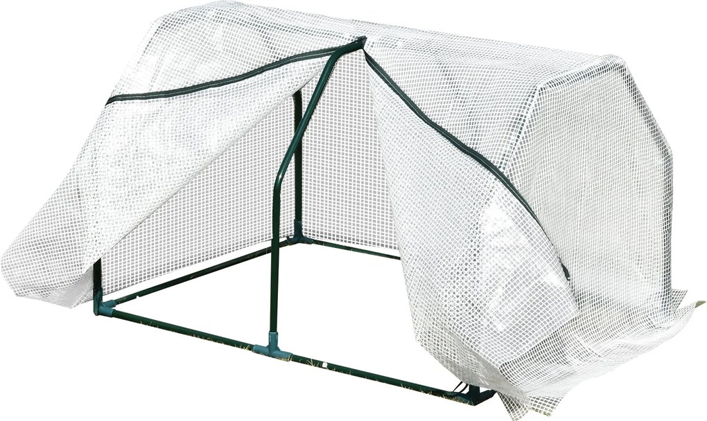 Skleníček Outsunny na terasu 100x70x60 cm - Malá zahradní školka s zipem pro pěstování rostlin a květin, ocelová konstrukce, PE potah, bílá | Aosom