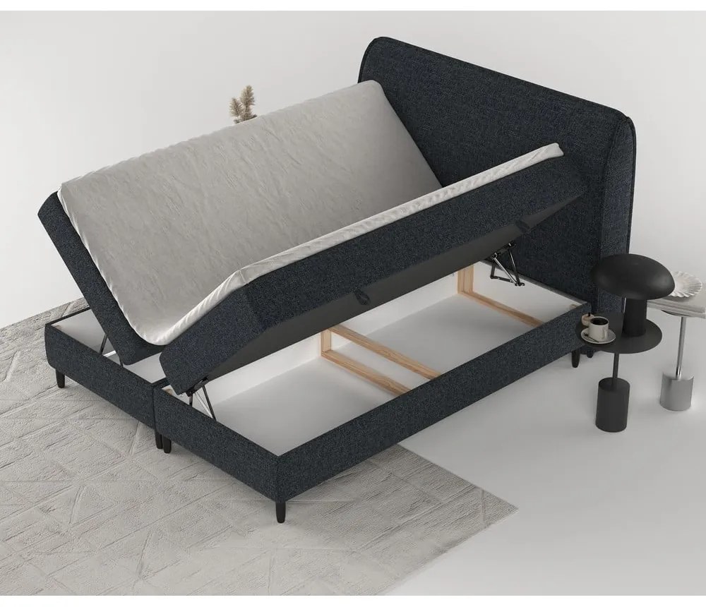 Černá boxspring postel s úložným prostorem 160x200 cm Melba – Maison de Rêve