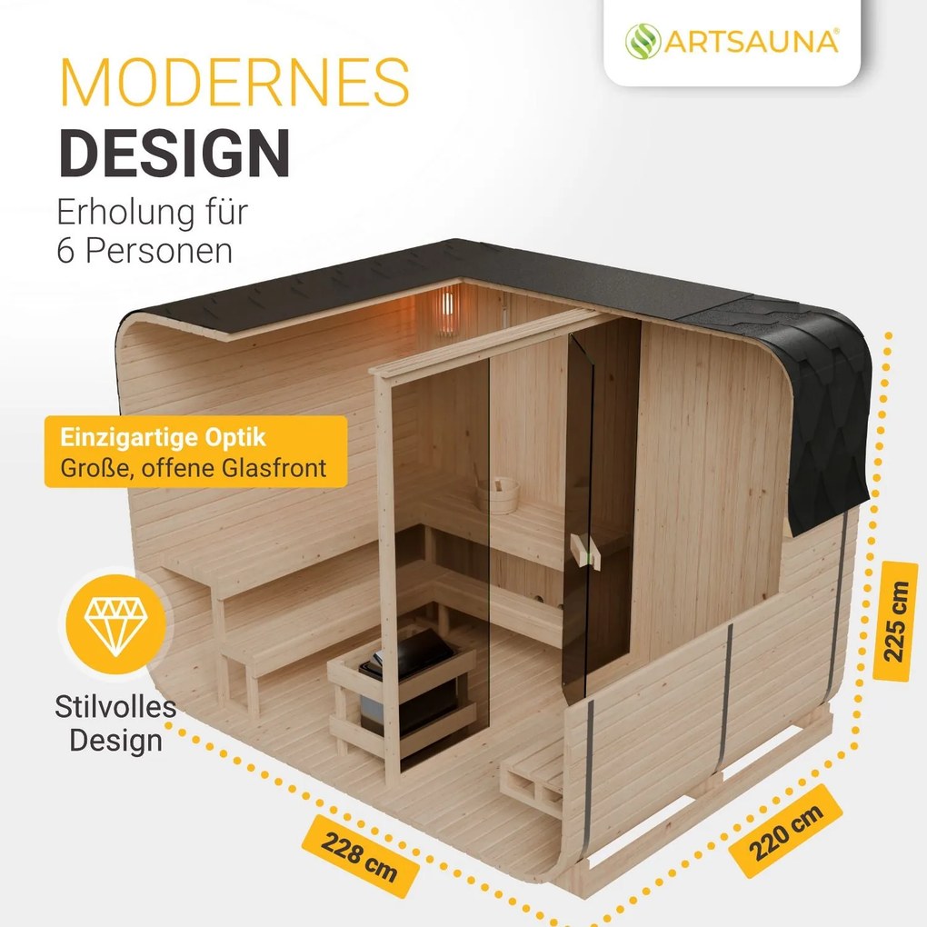 Artsauna Venkovní sauna Cube Fjora XXL s odpočívárnou