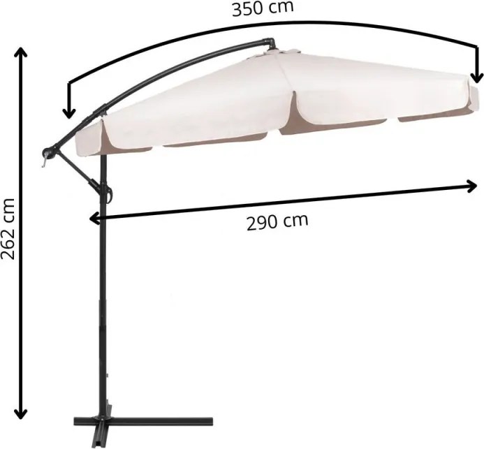 Zahradní slunečník 290 cm, krémový SPRINGOS MALTA GU0045