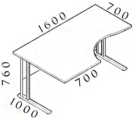 Ergonomický stůl Visio 160 x 100 cm, levý, javor