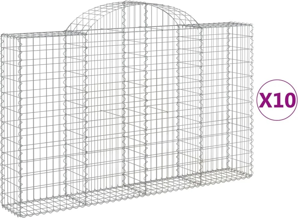 Klenuté gabionové koše 10ks 200x30x120/140cm pozinkované železo 3146139