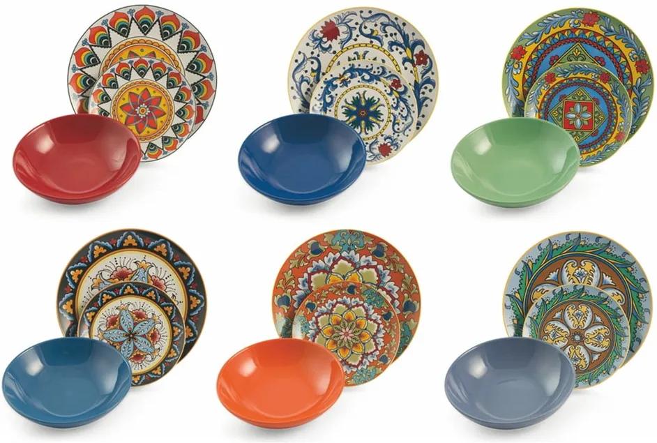 18dílný set barevného nádobí z porcelánu a kameniny Villa d'Este Renaissance