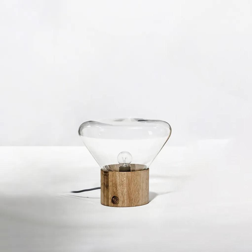 Nadčasová stolní lampička Muffins Table Dekor: Dub evropský / Transparentní sklo, Rozměr: ø 275 x 260 mm