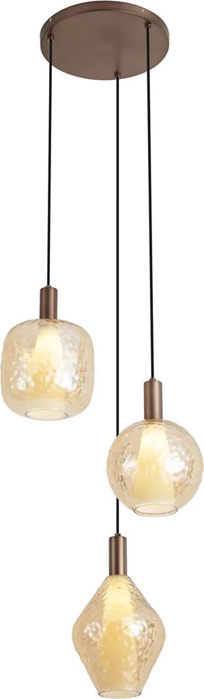 Designové závěsné svítidlo tmavě bronzové se 3 světly - Ard
