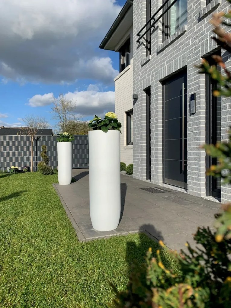 Květináč SOLERIO, sklolaminát, výška 100 cm, bílý mat, outlet