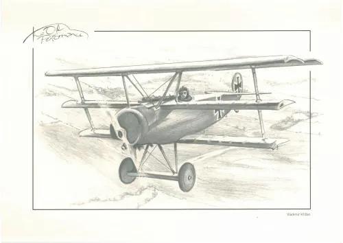 Historický letoun v oblacích - 29,7 x 42 cm