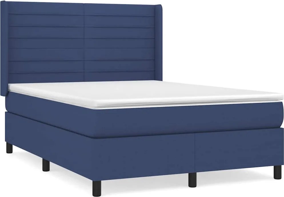 Box spring postel s matrací modrá 140x200 cm textil 3131519