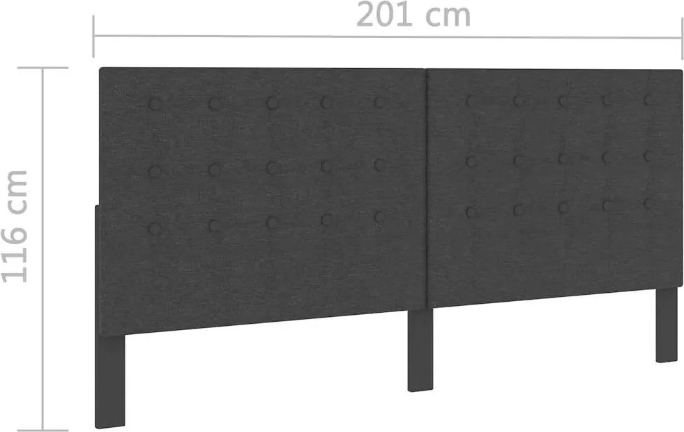 Prošívané čelo postele tmavě šedé textil 200 x 200 cm 287475