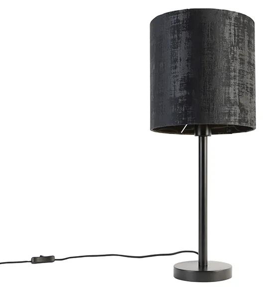 Moderní stolní lampa černá s černým stínidlem 25 cm - Simplo
