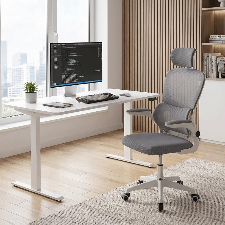 Ergonomická kancelářská židle IMPERIAL - šedá síťovina