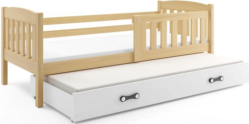 BMS Group Dětská postel s výsuvnou přistýlkou KUBUS borovice Velikost postele: 190x80 cm, Barva šuplíku: Růžová