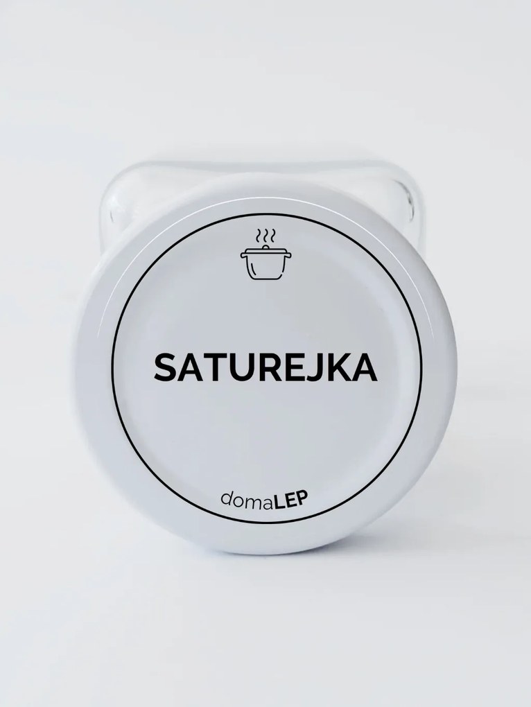 Samolepka na kořenky SATUREJKA průhledná 5 cm tučné písmo