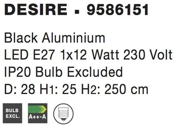 Nova Luce Závěsné svítidlo DESIRE, E27 1x12W Barva: Bílá