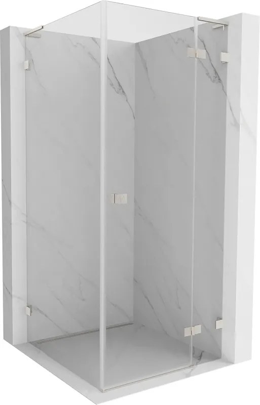Mexen Lunar, L výklopný sprchový kout pravý 90 x 90 cm, 8mm čiré sklo, ocelový profil, 834L-090-090-97-00-P