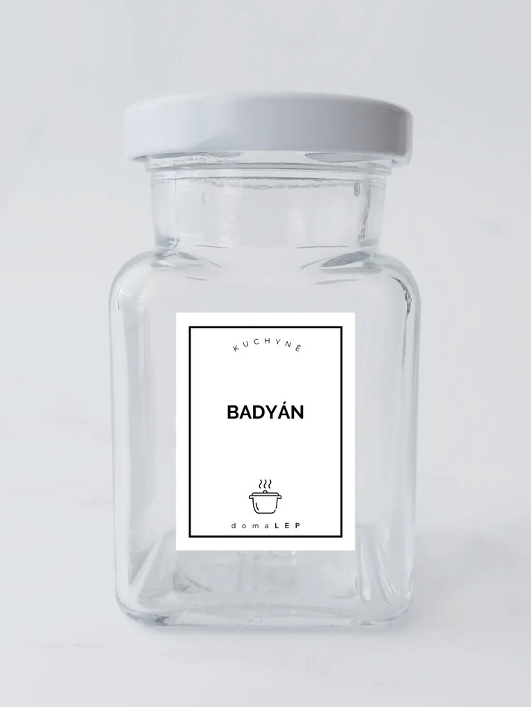 Samolepka na kořenky BADYÁN bílá 3 × 4 cm tučné písmo