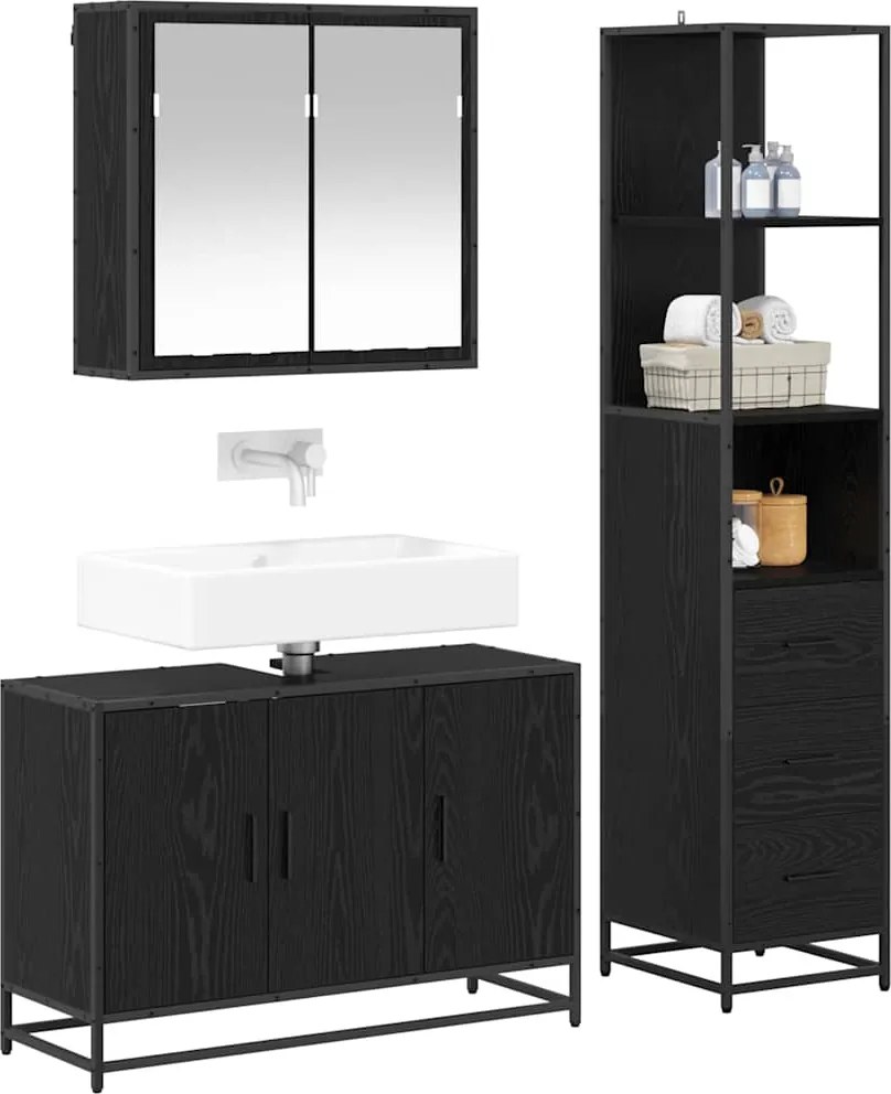 Sada koupelnového nábytku 3 ks Černý dub 90 x 33 x 60 cm 3402455