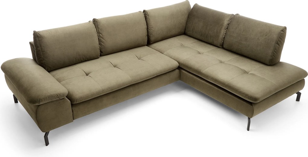 Rohová rozkládací sedací souprava do L VALERIE, 271 cm, s úložným prostorem Roh pohovky: Pravý roh, Barva látky: Světle šedá (Bluvel 06)