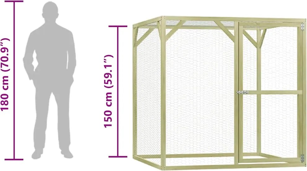 vidaXL Marketos Klec pro kuřata 1,5 x 1,5 x 1,5 m impregnovaná borovice