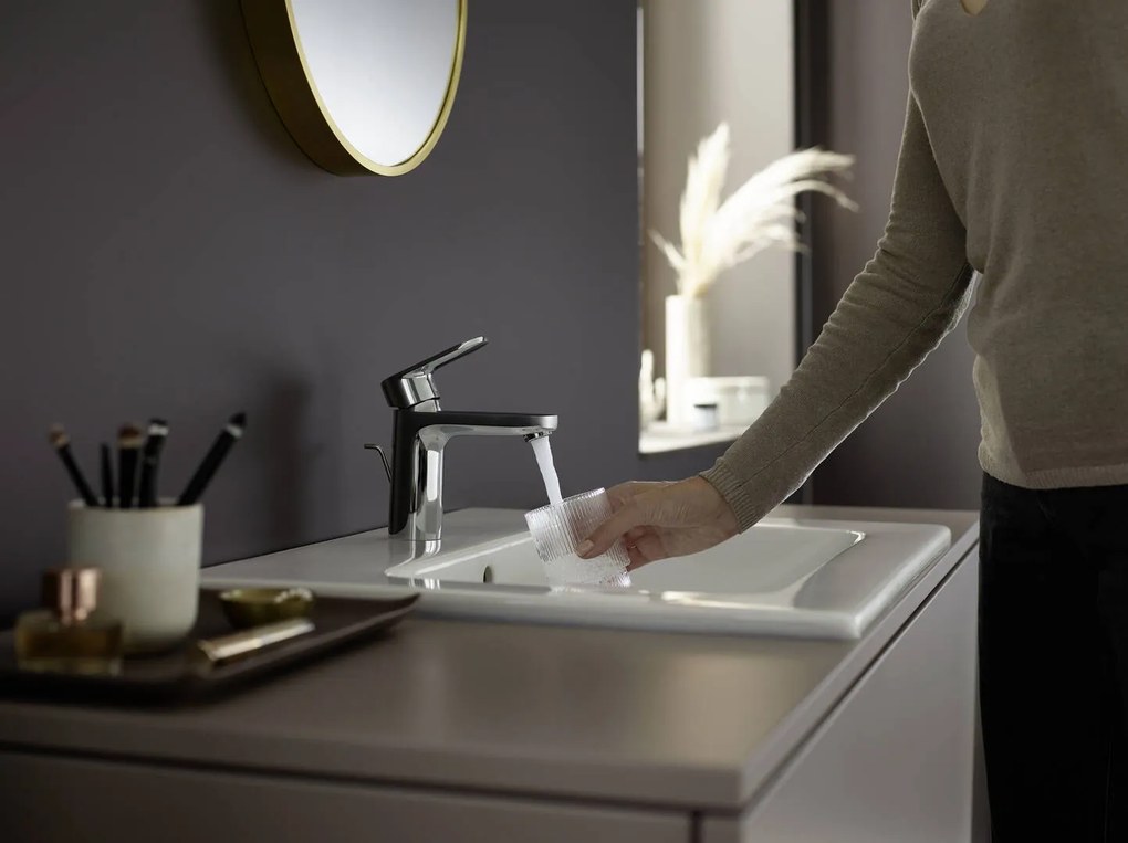 Hansgrohe Vernis Blend, umyvadlová baterie 100 s kovovou odtokovou soupravou s táhlem, EcoSmart, chromová, 71559000