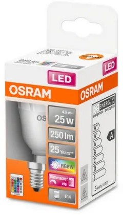 LED žárovka s dálkovým ovládáním E14 OSRAM 4,2W (25W) teplá bílá (2700K)