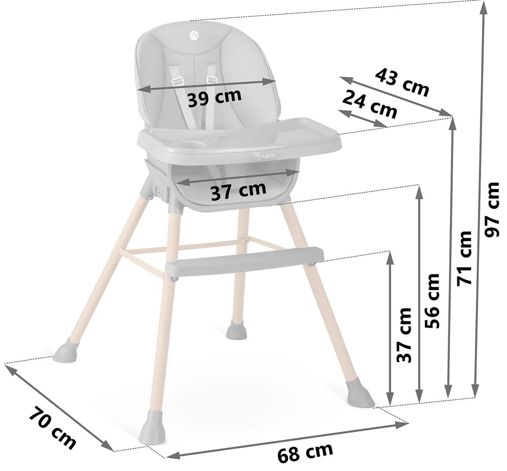Kojicí židle Nukido Tilo šedá
