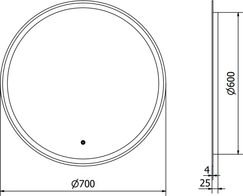Mexen Gobi, LED kulaté koupelnové zrcadlo s podsvícením 70 cm, 6000K, ochrana proti zamlžování, 9801-070-070-611-00