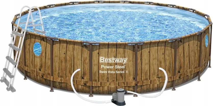 Bestway Bazén Power Steel Wood Swim Vista 549x122 cm s příslušenstvím 56977