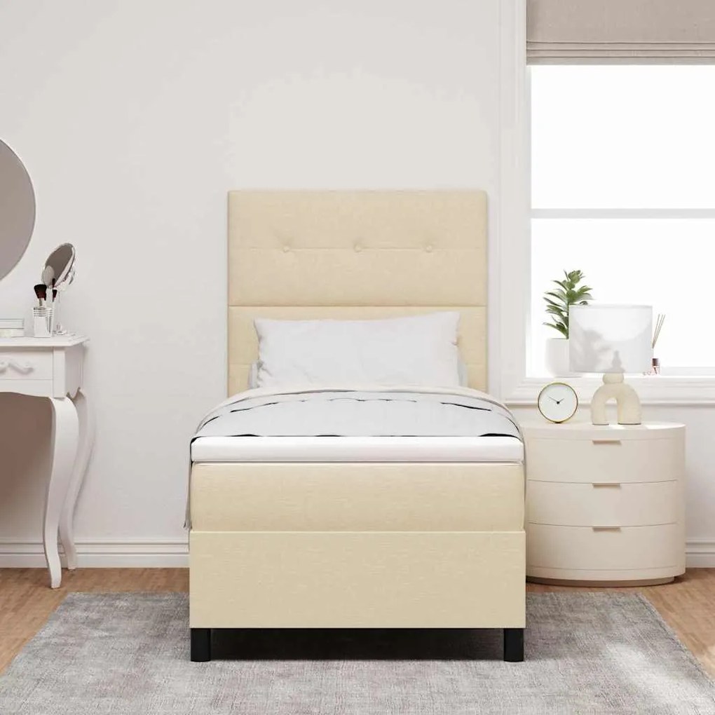 Postel s boxspringem s matrací Krémová 90 x 190 cm textil 3339355