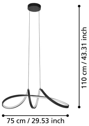 Eglo 901159 - LED RGBW Stmívatelný lustr na lanku CALAROSSA-Z LED/22W/230V černá