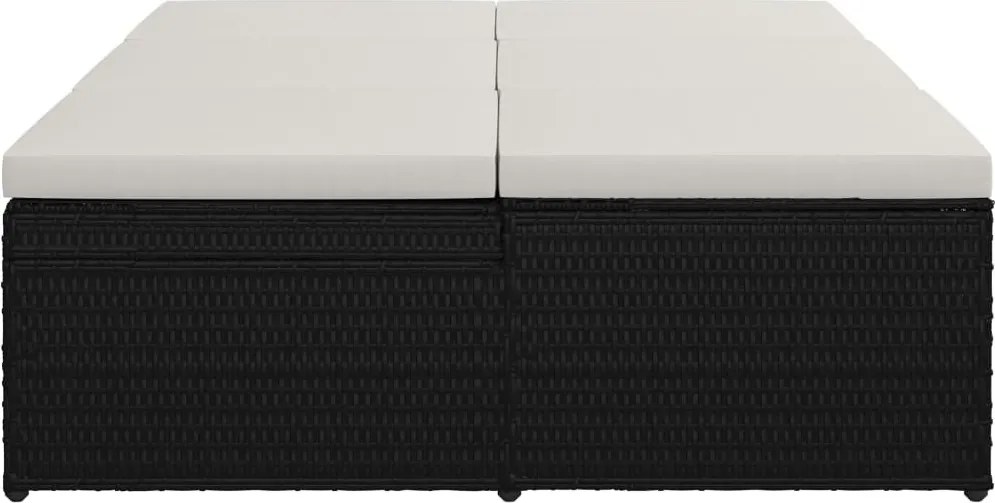 vidaXL Rozkládací zahradní lehátko s poduškou polyratan [46242] Barva: Černobílý