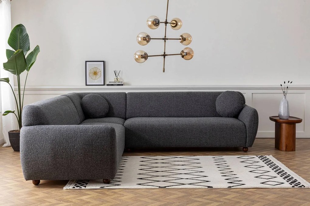 Designová rohová sedačka Jamiya 280 cm tmavě šedá - levá