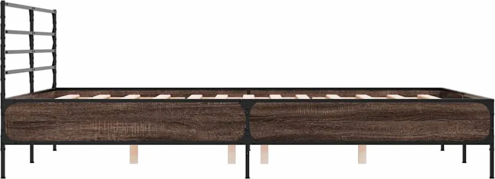 Rám postele hnědý dub 150 x 200 cm kompozitní dřevo a kov 3280051