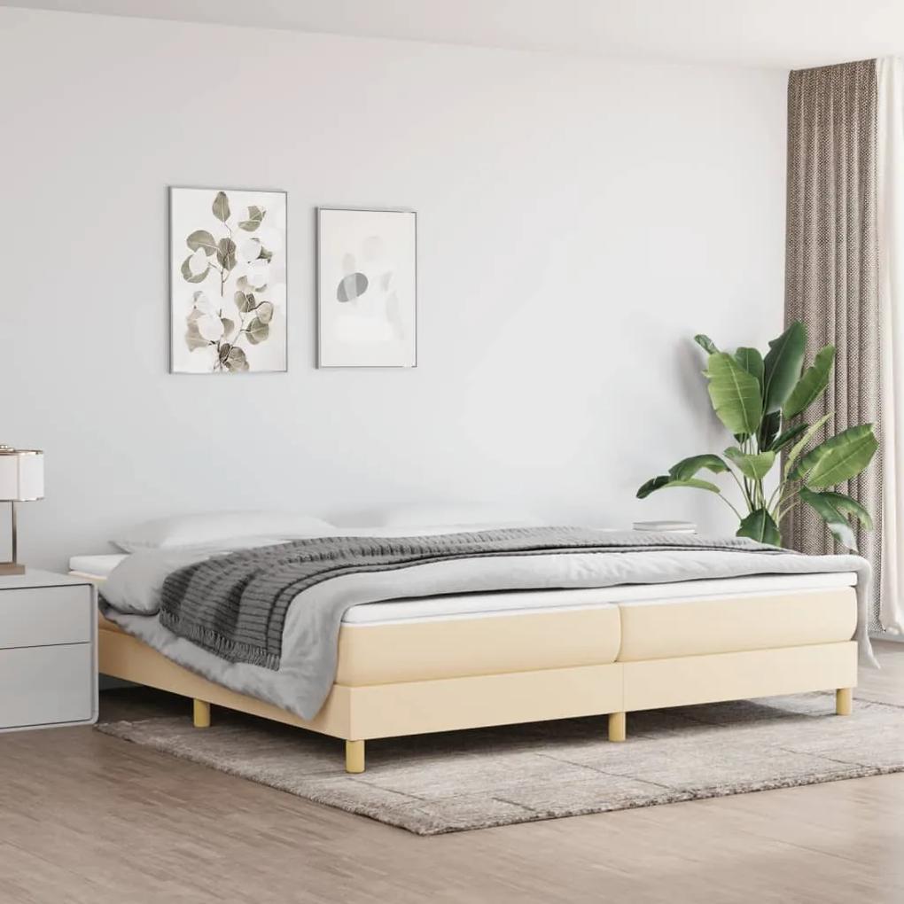 Box spring postel s matrací krémová 200x200 cm textil,  3144204