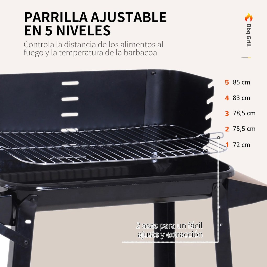 Outsunny Uhlíkový Gril BBQ na Pikniky a Otevřený Oheň 83x46x87 cm