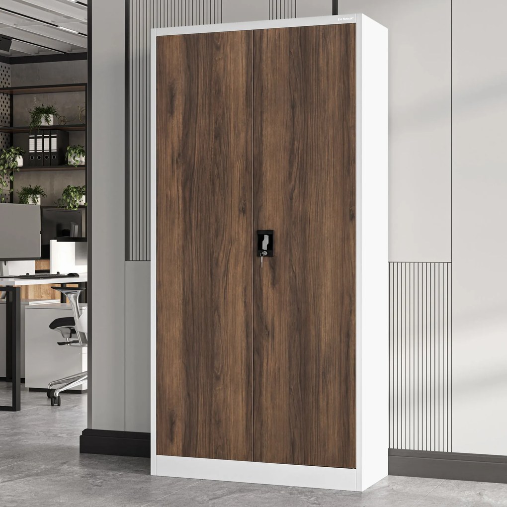Kancelářská skříň na dokumenty bílá / ořech: Eco Design JAN 900 x 1850 x 400 mm