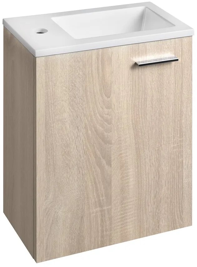 Aqualine Aqualine, ZOJA skříňka s keramickým umyvadlem 40x22 cm, dub platin, 51049DP-01