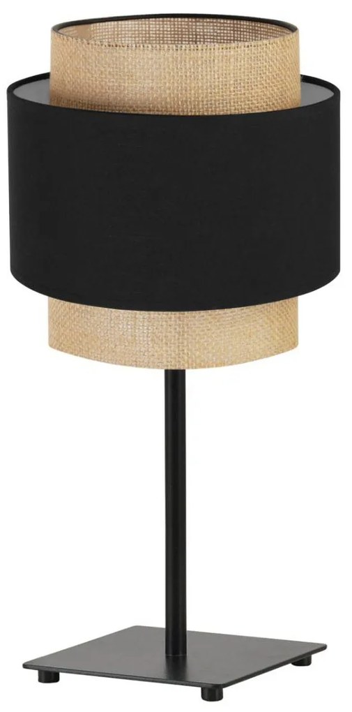Stolní lampa Boho, 1x jutové/černé textilní stínítko