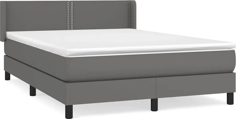 Box spring postel s matrací šedá 140 x 190 cm umělá kůže 3130719