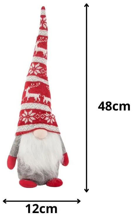 Verk Group Vánoční skřítek ghost grey gnome s vousy na vánoční stromeček 48cm soft