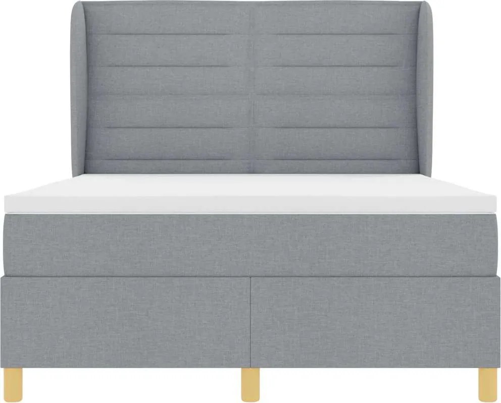 Postel s boxspringem s čelo Světle šedá 200 x 140 cm textil 3340690