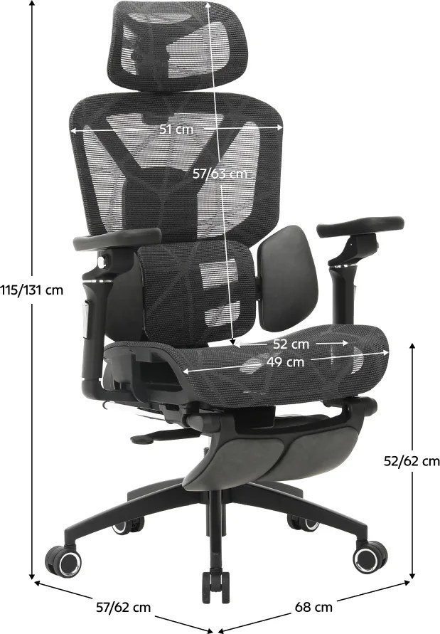 Ergonomická kancelářská židle STORM - tmavě šedá síťovina / nosnost 150 kg