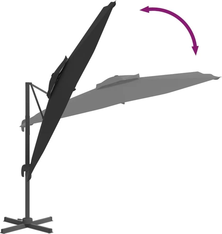 vidaXL Konzolový slunečník s dvojitou stříškou černý 400 x 300 cm [319952]