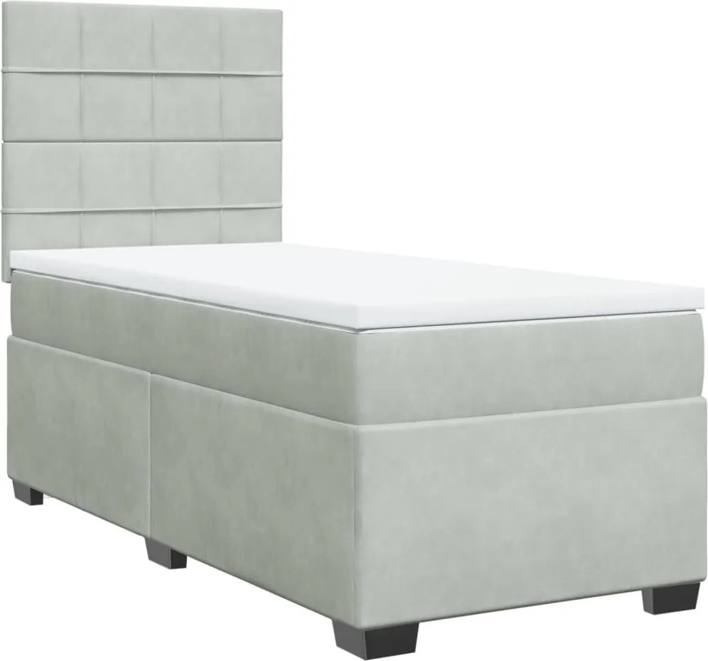 Box spring postel s matrací světle šedá 90x200 cm samet 3293110