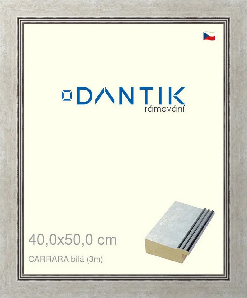 DANTIK rámeček 40x50 | CARRARA Bílá (Sklo Čiré)