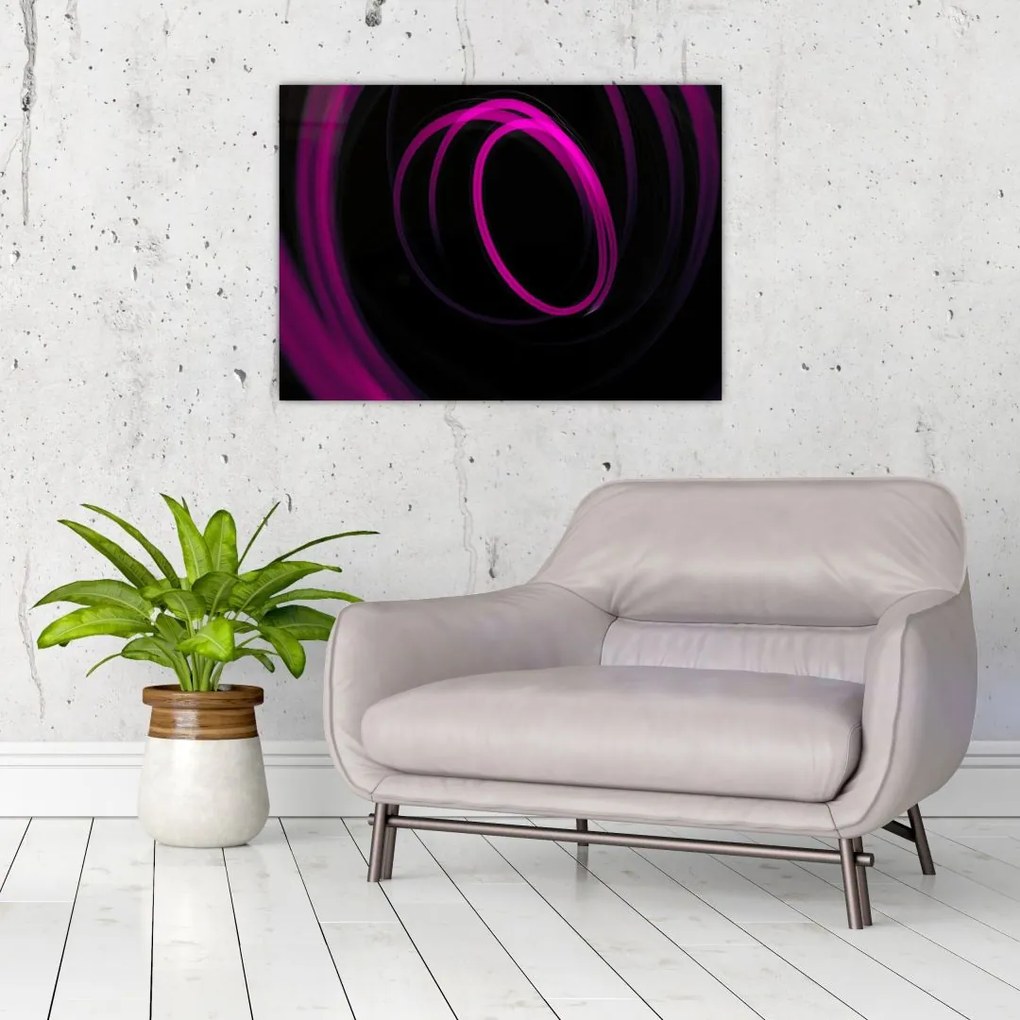 Skleněný obraz - fialové čáry (70x50 cm)